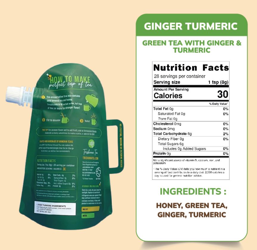 Ginger Turmeric Green Tea Concentrate -Honey Infused Tea – TRISHNNA TEA